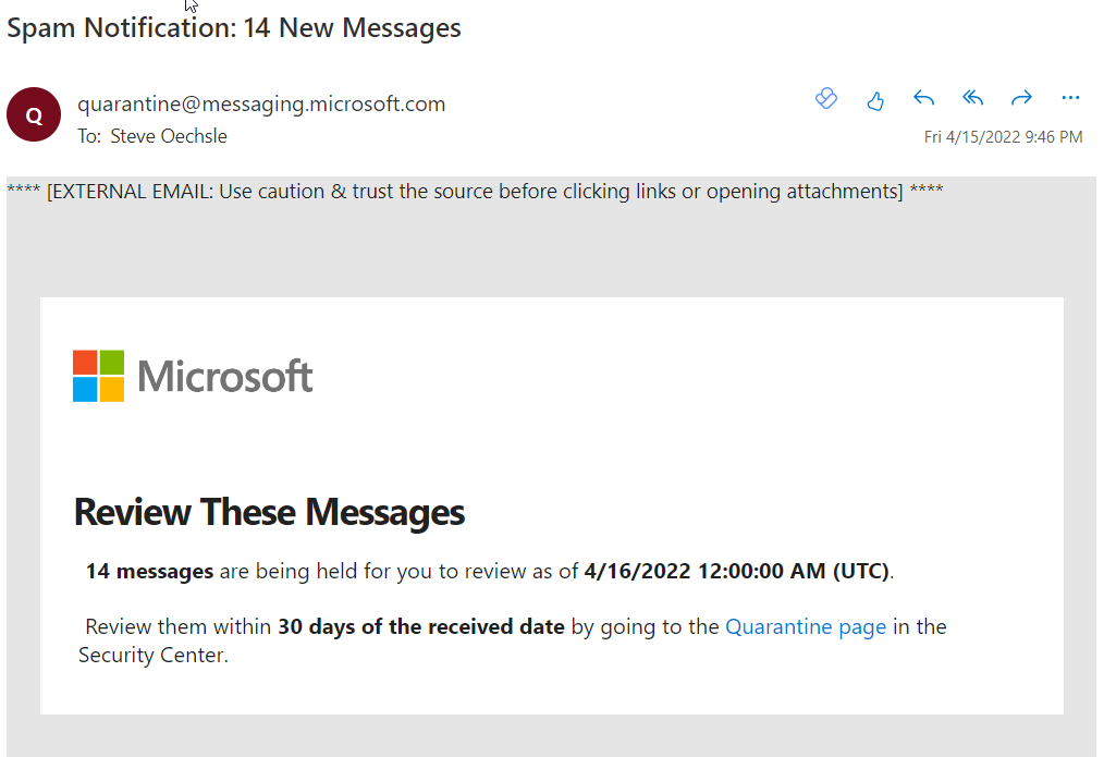 Office 365 / Email Quarantine Office 365 / Email Quarantine